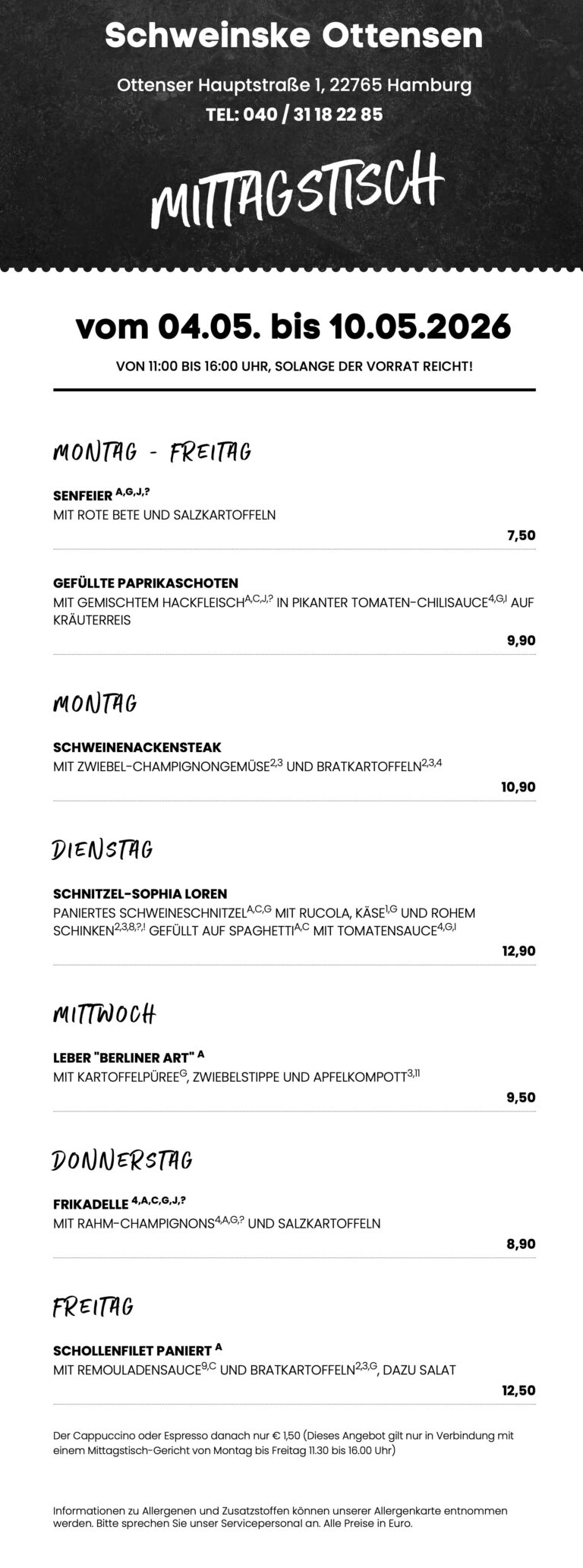 Mittagstisch - Schweinske - Unser Altona